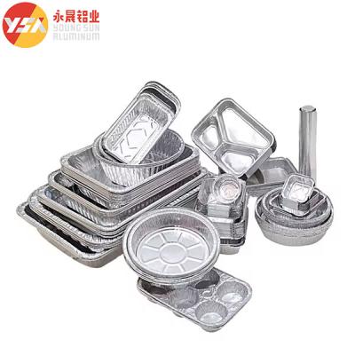 China Aluminum Foil Baking Tray Disposable Fast Food Box Take Away Container 500ml for sale