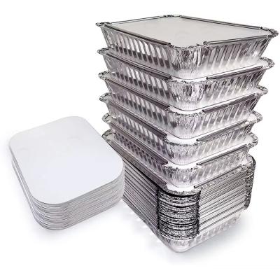 China Disposable Aluminum Foil BBQ Pans 500ml Takeaway Tin Foil Lunch Boxes for sale