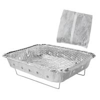 China Disposable Aluminum Foil Barbecue Tray with Wire Mesh Holder for Outdoor Picnic Grilling for sale