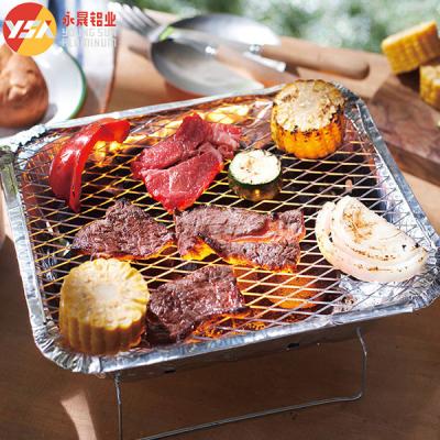 China Disposable Charcoal BBQ Grill Portable One Time Use Aluminum Tray 28x18cm for sale