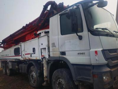 China 56 Meter Max.Vertical Reach Red Used Heavy Equipment Boom Pump Putzmeister Pump Truck for sale