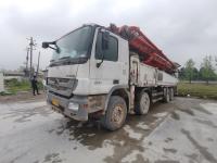 China Putzmeister 56m Concrete Pump on Benz Actros Orange Semi-Dry Shotcrete Type Promotion for sale