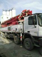 China 2.6mm Vibrating Amplitude Concrete Batching Plant 56 Meter Putzmeister Boom Pump Truck for sale