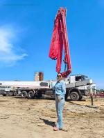 China Used Putzmeister Truck Mounted Concrete Pump with Vibrating Amplitude of 2.6mm on Benz for sale