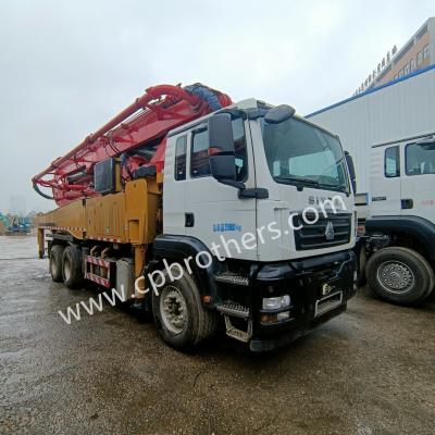 China 2018 Sy 46m Used Concrete Boom Pump with 1540mm Feeding Height in Red and Orange for sale