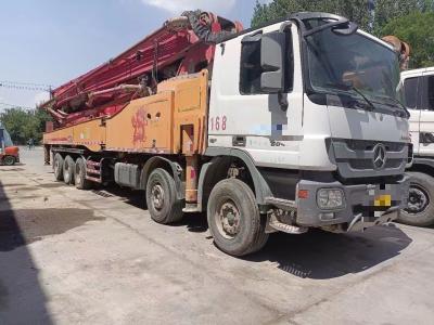 China 62m Concrete Boom Pump Red Mercedes Benz Used Concrete Pump Truck with Spare Parts for sale