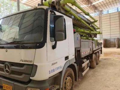 China Company Inventory Red 49 Meters Mercedes Chassis Concrete Pump Truck with 3458 Pump Hours for sale
