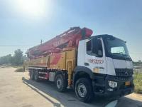 China 21 Year SA Ny 62m Long Boom Concrete Pump Truck Mounted on Mercedes Chassis Red Color for sale