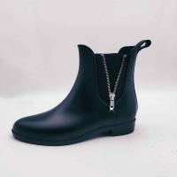 China Zip Opening Women's Rain Boots Ankle Height Style OEM Design Anti Slip for sale