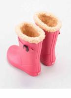China Warm Lining Polyvinyl Chloride Childrens Rain Boots With Side Buckle Trims for sale