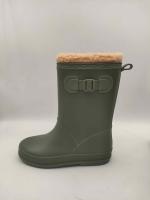 China Warm Lining Polyvinyl Chloride Childrens Rain Boots With Side Buckle Trims for sale