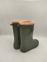 China Warm Lining Polyvinyl Chloride Childrens Rain Boots With Side Buckle Trims for sale