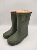 China Warm Lining Polyvinyl Chloride Childrens Rain Boots With Side Buckle Trims for sale