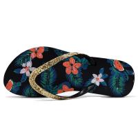 China Glitter Uppers Floral Print Women's Flip Flops Shoes Sandals OEM Brand for sale