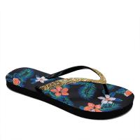 China Glitter Uppers Floral Print Women's Flip Flops Shoes Sandals OEM Brand for sale