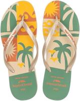 China Tropical Print Gold Color Women's Flip Flops Sandals Cusomized Color sizes for sale