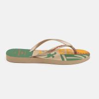 China Tropical Print Gold Color Women's Flip Flops Sandals Cusomized Color sizes for sale