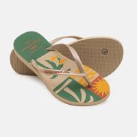 China Tropical Print Gold Color Women's Flip Flops Sandals Cusomized Color sizes for sale
