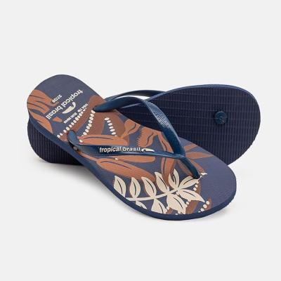 China Lightweight Palm Leaves Print Flip Flop Sandals Womens Custom Logo for sale