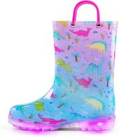 China OEM PVC Light Up Childrens Wellington Boots With Handles Streamlined Design for sale