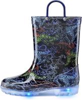 China OEM PVC Light Up Childrens Wellington Boots With Handles Streamlined Design for sale