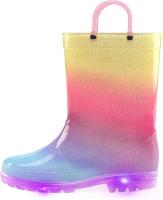 China Functional Pvc Light Up Kids Rain Boots With Handles OEM Logo Size for sale
