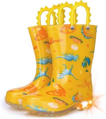 China Cute Design Light Up Kids Rain Boots With Handles Boys And Girls Wellies for sale