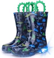 China Cute Design Light Up Kids Rain Boots With Handles Boys And Girls Wellies for sale