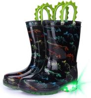 China Cute Design Light Up Kids Rain Boots With Handles Boys And Girls Wellies for sale