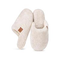 China Custom Logo Memory Foam House Slippers Womens Knitted Slip On Design Silent Sole for sale