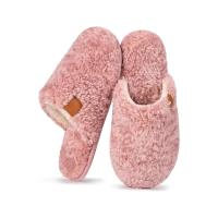 China Custom Logo Memory Foam House Slippers Womens Knitted Slip On Design Silent Sole for sale