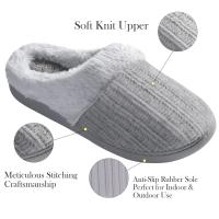 China Womens Slipper Warm Comfy Memory Foam House Slippers Knitted Shoes Faux Fur Lined for sale