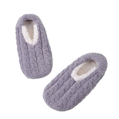 China Custom Logo Women's Indoor Slippers With Faux Fur Lined And Warm Knitted Upper for sale