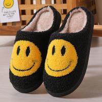 China Smile Face Womens Christmas House Shoes Faux Fur Lined Holiday Slippers For Adults for sale