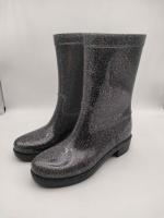 China OEM Logo Women's Rain Boots Ladies Mid Calf Boots Solid Color Pattern Comfortable for sale