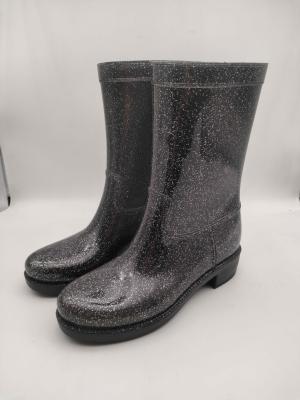 China OEM Logo Women's Rain Boots Ladies Mid Calf Boots Solid Color Pattern Comfortable for sale