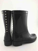 China PVC Ladies Rain Boots Mid Calf Boots With Buds Trims Women'S Gardening Ankle Boots for sale