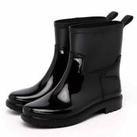 China Women's PVC Slip On Rain Boots Double Upper Boots Matt Finish Chelsea Wellington Styles for sale