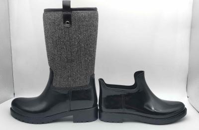 China Women's PVC Slip On Rain Boots Double Upper Boots Matt Finish Chelsea Wellington Styles for sale