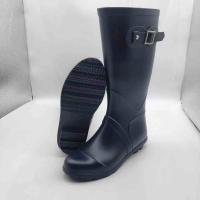 China Ladies Pvc Tall Garden Boots Waterproof Rain Boots With Solid Pvc Upper Buckled Trims for sale