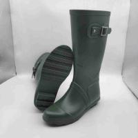China Ladies Pvc Tall Garden Boots Waterproof Rain Boots With Solid Pvc Upper Buckled Trims for sale