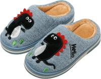 China Fun DIno Featured Kids Slippers Warm Faux Fur Lining for Winter Comfort for sale