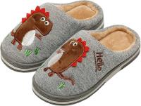 China Fun DIno Featured Kids Slippers Warm Faux Fur Lining for Winter Comfort for sale