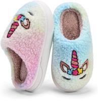China Fun Designs Anti Slip Kids Indoor Slippers With Breathable Faux Fur Lining for sale
