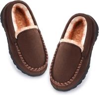 China Winter Kids Moc Indoor Slippers With Warm Fur Lined Classical Moccasin Designs for sale
