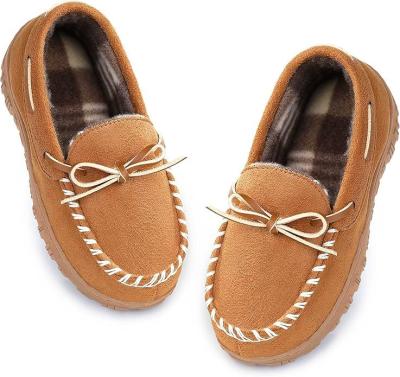 China OEM Fashionable Girls Styles Indoor Moccasins With Bow Trims And Warm Fur LIned for sale