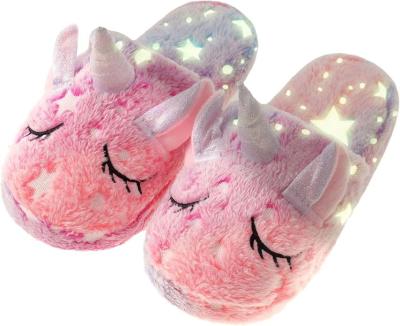 China Lovely Unicorns Styles Childrens Character Slippers With Glow In The Dark for sale