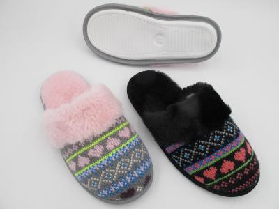China Warm Winter Womens House Slippers With Knit Uppers And Anti Slip Outsole for sale