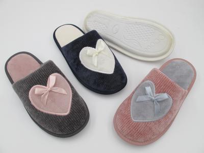 China Warm Comfortable Womens House Slippers With Trims On Top Memory Foam Sock for sale