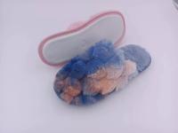 China OEM Tie Die Materials Women's Indoor Slippers With Warm Fuzzy Faux Fur Lining for sale